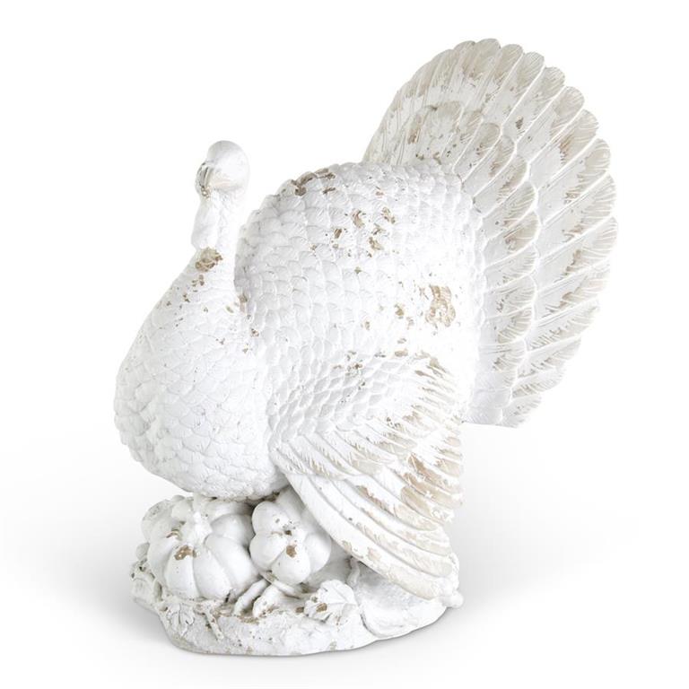 Distressed Stone White-Washed Turkey Statue – EZLD.co